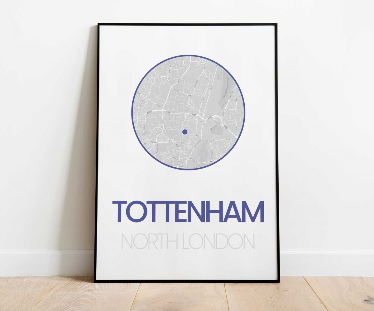 Tottenham Hotspur, Spurs, stadium map location print - The Half Way Line