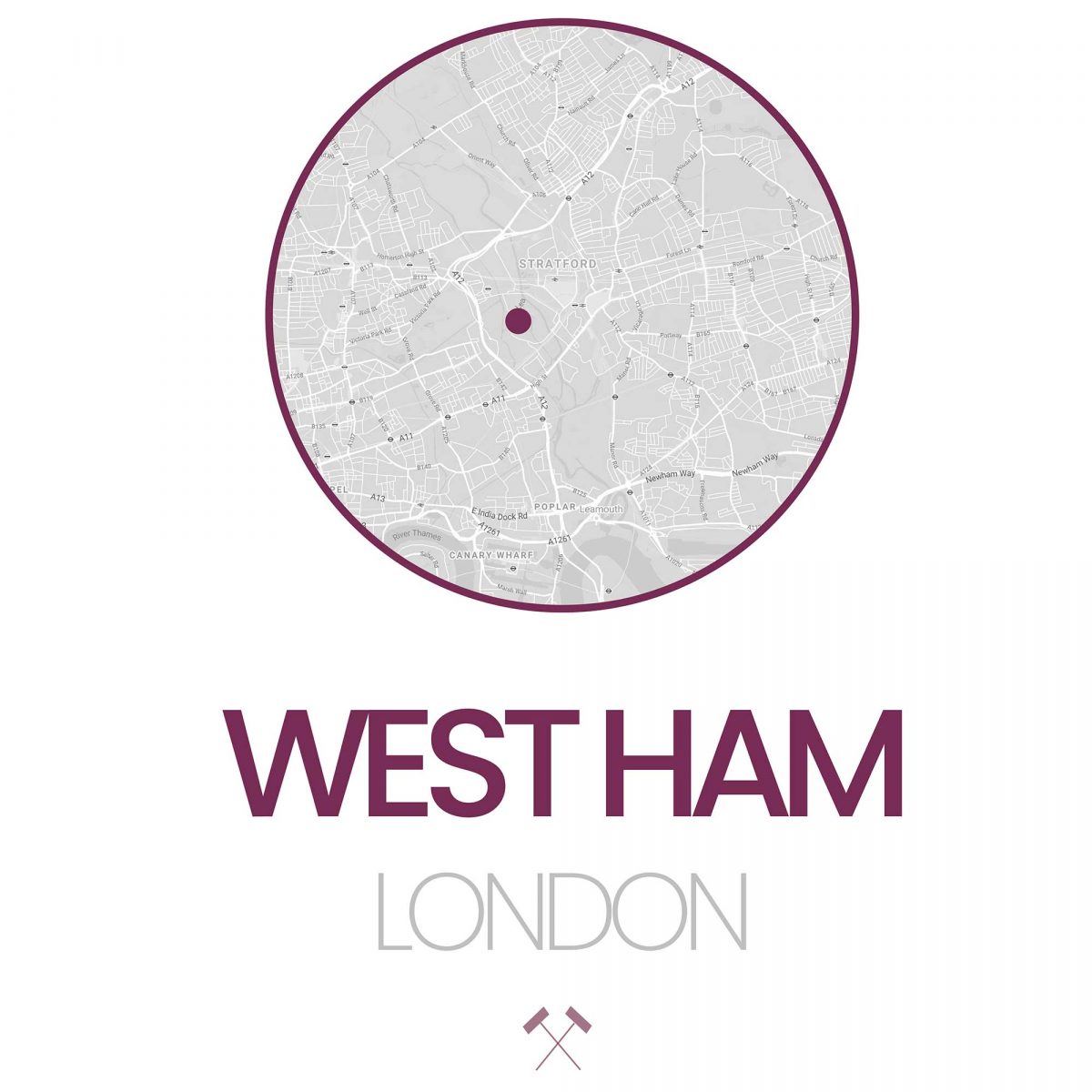 West Ham United, London Stadium map print - The Half Way Line