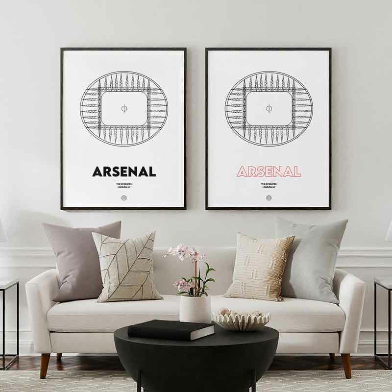 The Emirates Stadium, Arsenal FC outline illustration print - The Half ...