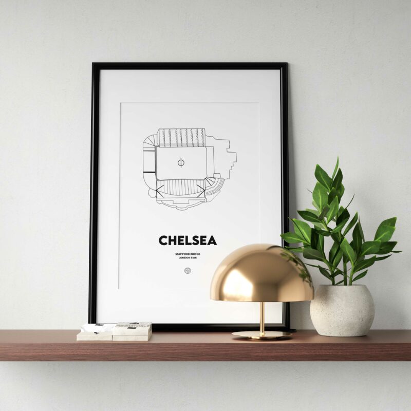 Chelsea FC Stamford Bridge Stadium outline illustration print - The ...